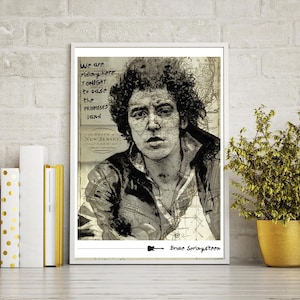 Bruce Springsteen Art Print Over Vintage Map of New Jersey - Fan Art ...