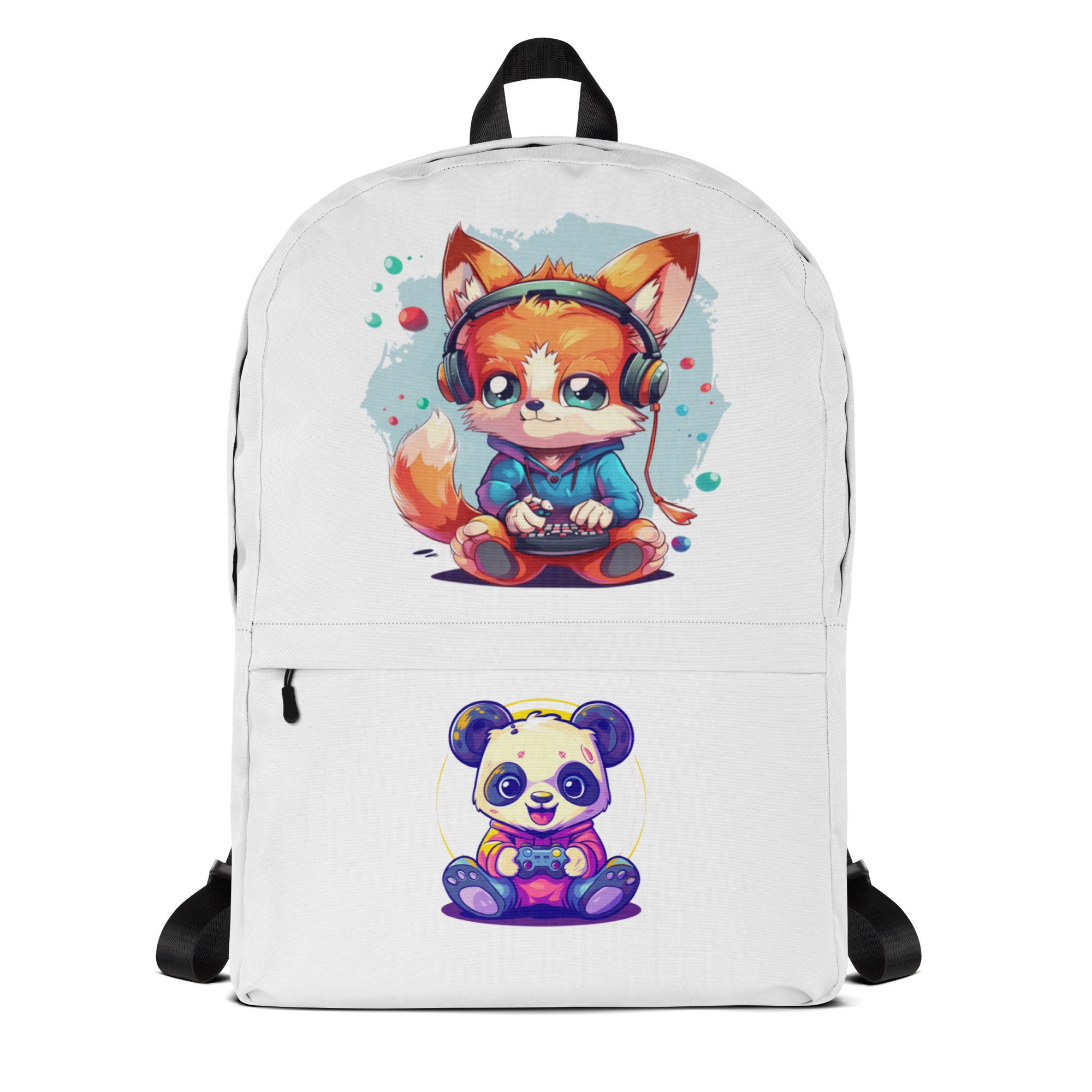 Adorable Cute Gaming Fox With Headphones Colorful and Bright Backpack ...