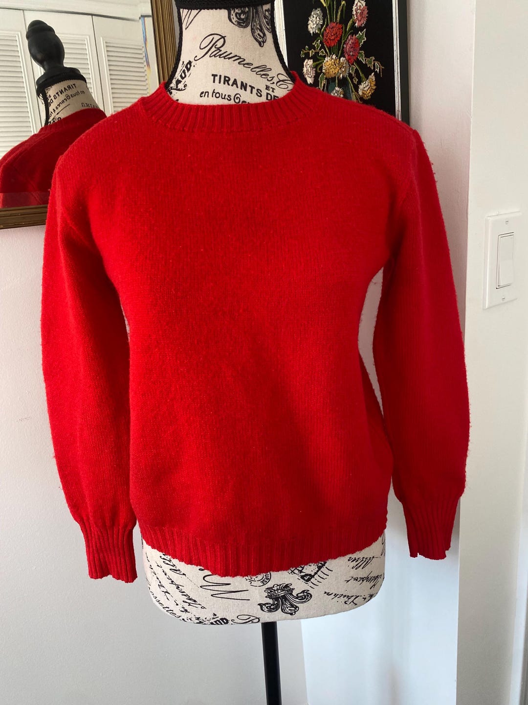 Garland “sheltie Mist” Red Wool Sweater - Ladies Small/medium - Etsy