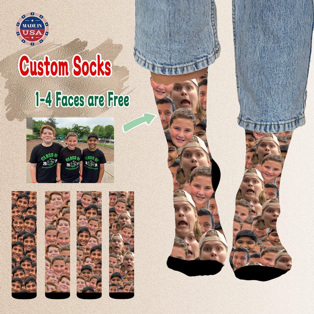 Custom Funny Face Socks, Personalized Crazy Faces Sock, Socks With ...