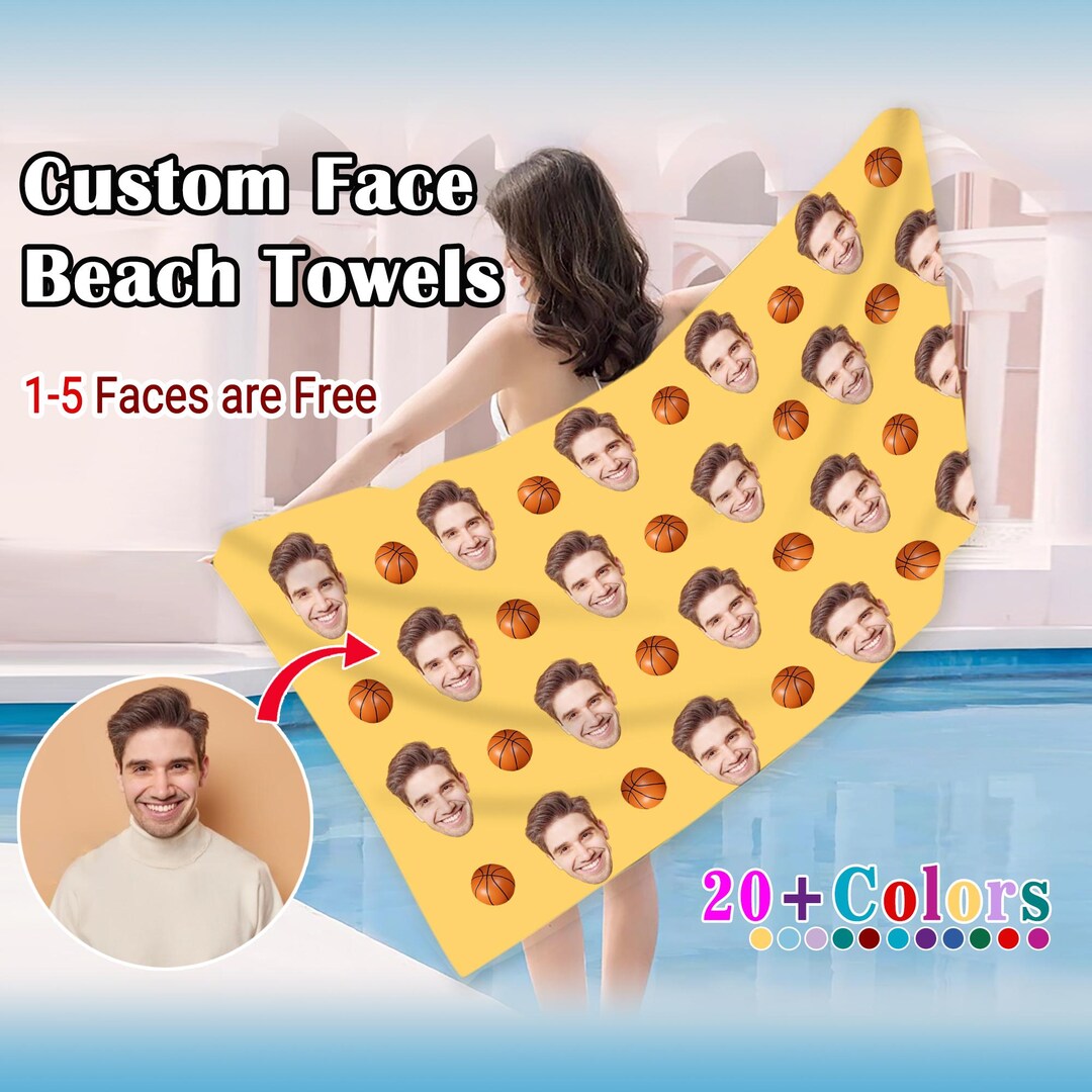 Custom Face Beach Towel, Personalized Face Towel With Football ...