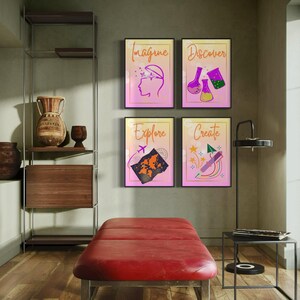 Wall Decor Print Set Yellow-pink Locker Accessories Homeschool ...