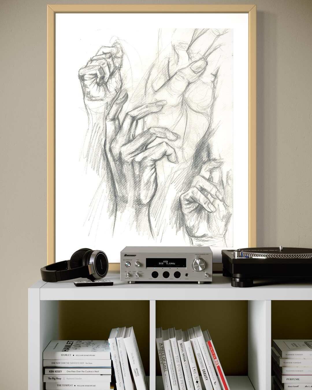 Hands Pencil Drawing Wall Art Wall Decor Digital Art Home Decor Digital ...