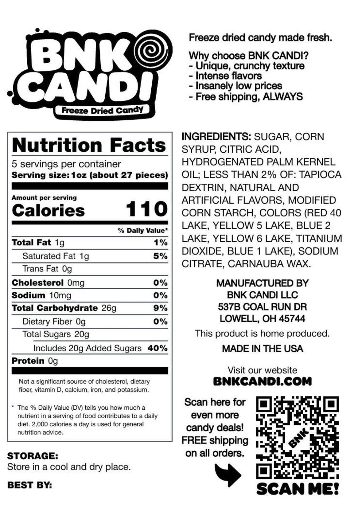 Freeze Dried Candy - Sour Krunch - 5 Oz Resealable Bag (3 Varieties ...