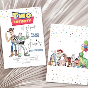 Invitación de cumpleaños de Two Infinity & Beyond, invitación de Toy ...