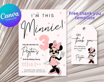 I'm This Minnie Birthday Invitation, Third Birthday Invite, Editable ...