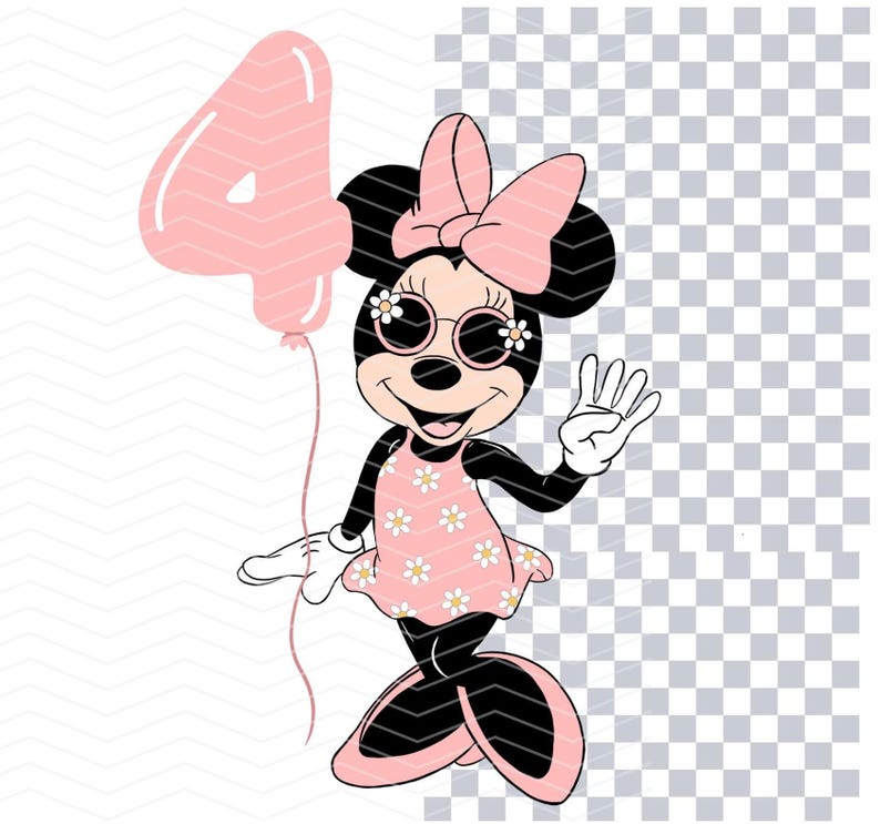 Minnie Mouse Fourth Birthday Four Fingers - Digital Clipart | Minnie ...
