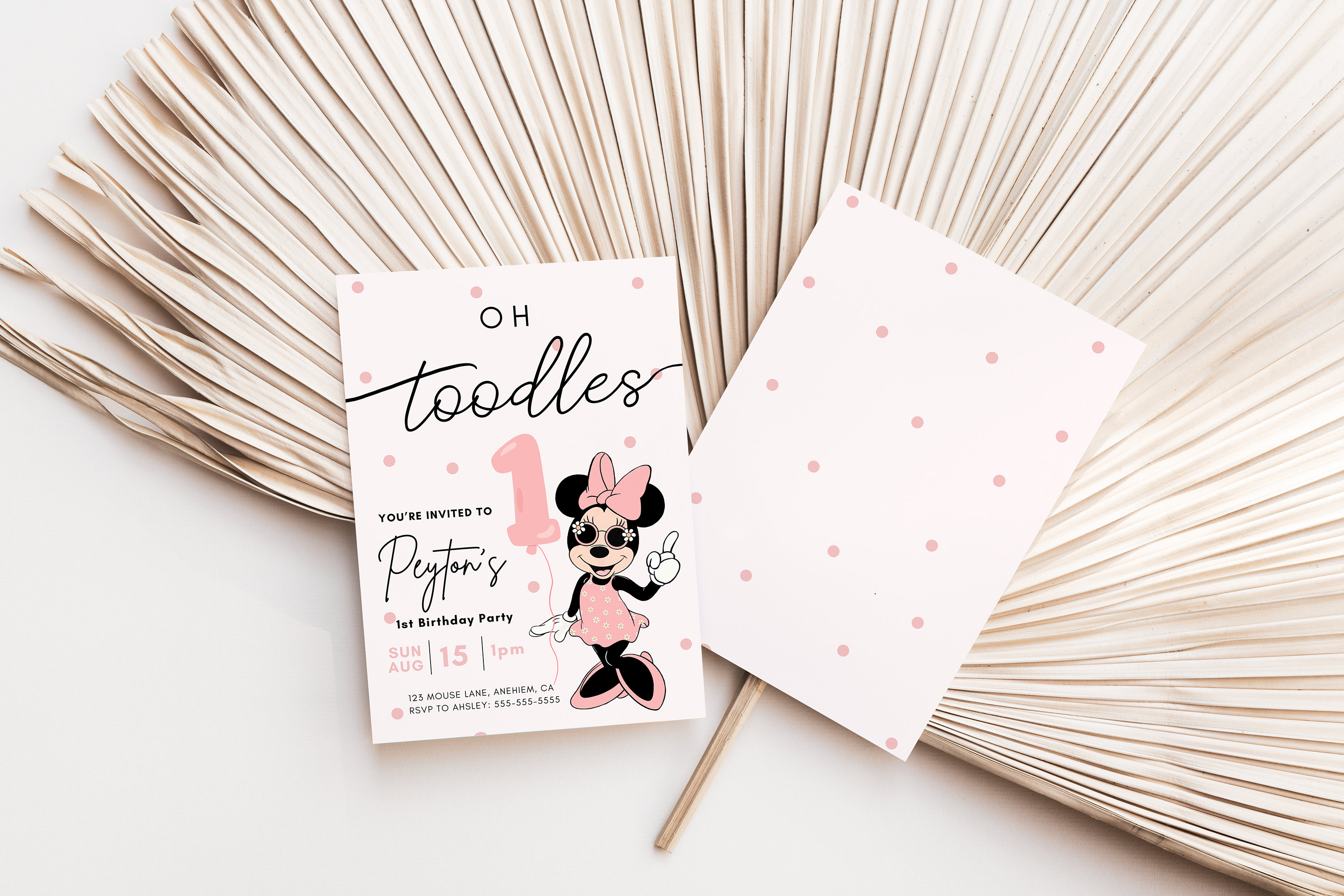 Oh Toodles Minnie Birthday Invitation, First Birthday Invite, Editable ...