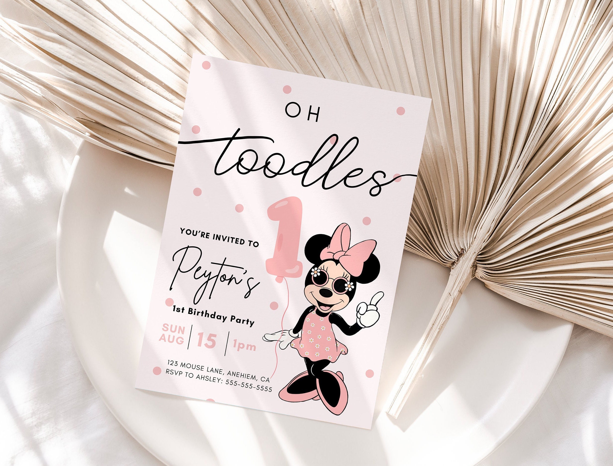 Oh Toodles Minnie Birthday Invitation, First Birthday Invite, Editable ...