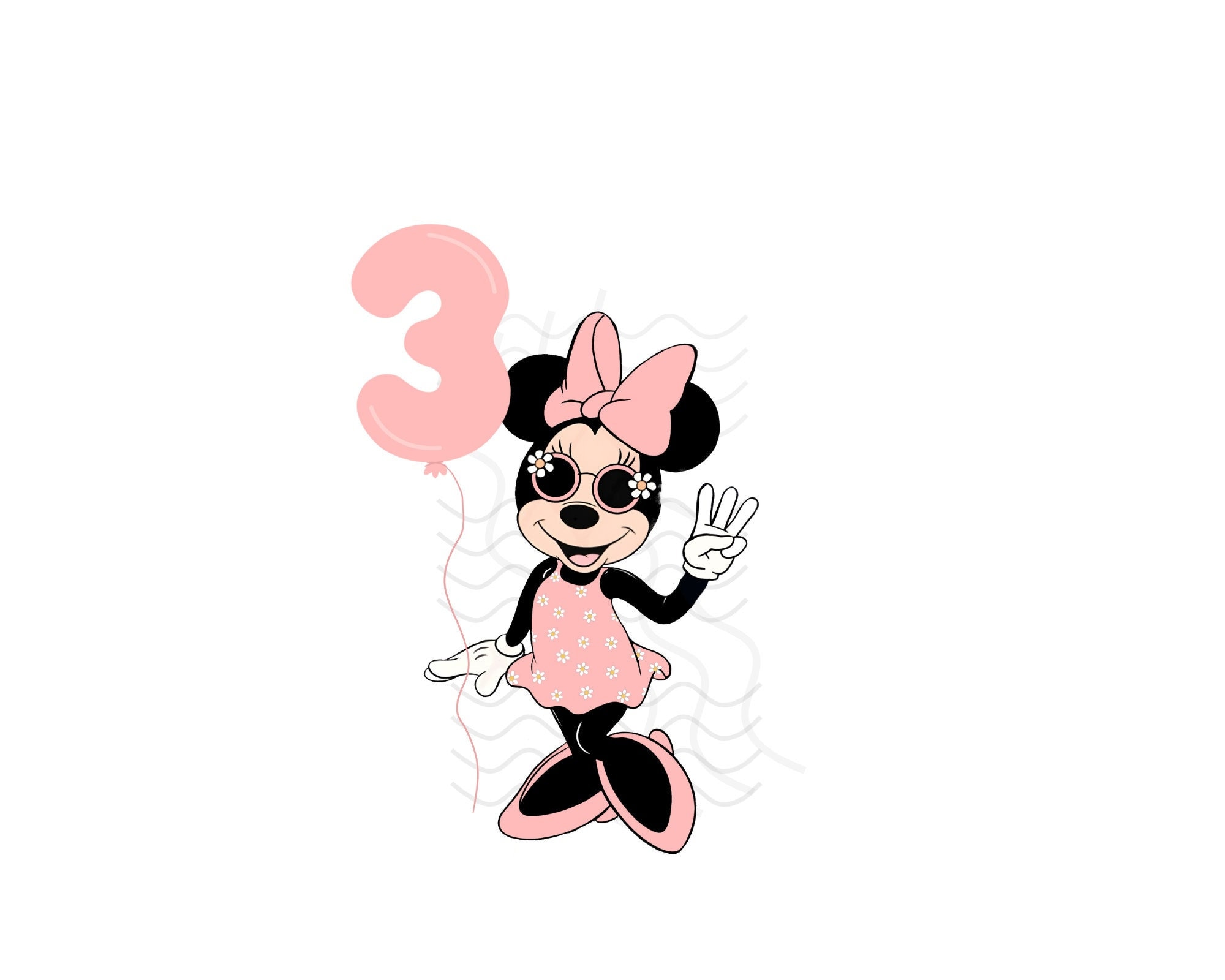 Minnie Mouse Third Birthday With Three Fingers and Balloon Clipart - Etsy