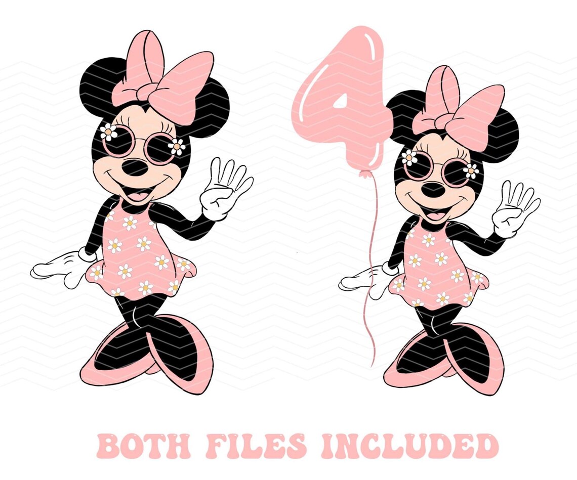 Minnie Mouse Fourth Birthday Four Fingers - Digital Clipart | Minnie ...