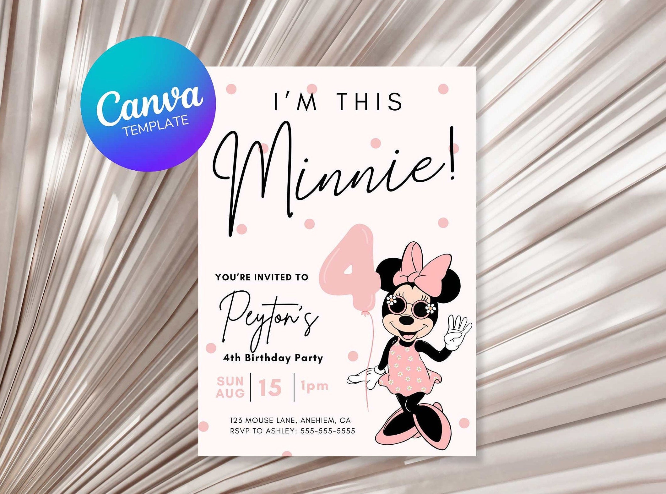 Minnie Fouth Birthday Invitation I'm This Minnie Fourth Birthday Invite ...