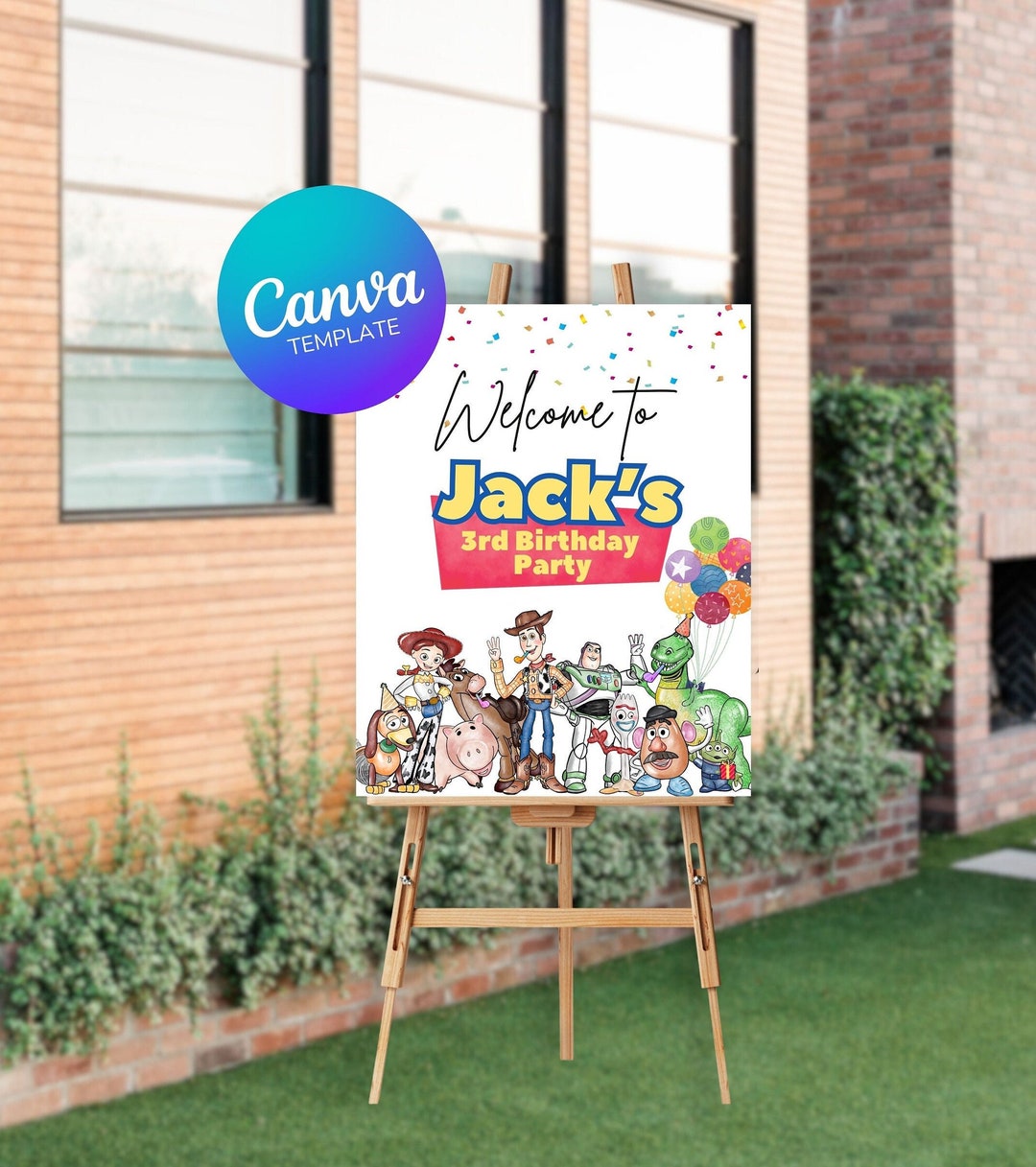 Toy Story Third Birthday Welcome Sign, Woody and Buzz Three Fingers ...