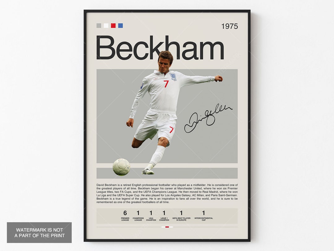 David Beckham Poster, England Footballer Print, Soccer Gifts, Sports ...