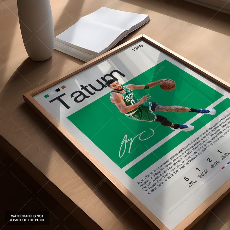 Jayson Tatum Poster, Boston Celtics Poster, NBA Poster, Sports Poster ...