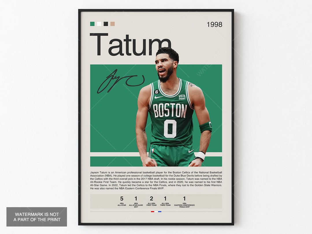 Jayson Tatum Poster, Boston Celtics Poster, NBA Poster, Sports Poster ...