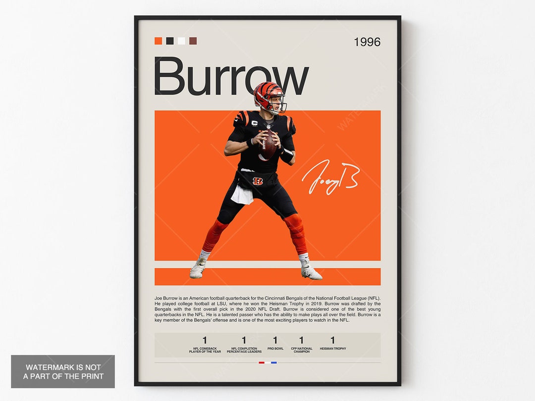 Joe Burrow Poster, Cincinnati Bengals Poster, NFL Poster, Sports Poster ...