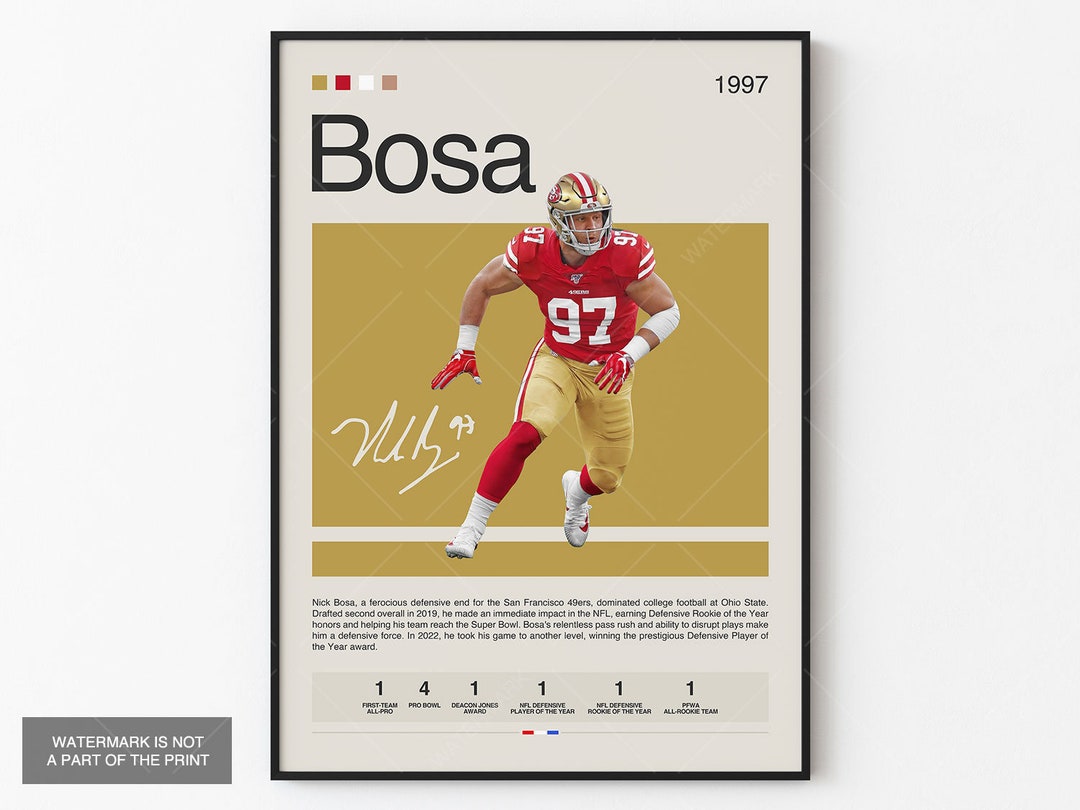 Nick Bosa Poster, San Francisco 49ers Print, NFL Poster, Sports Poster ...
