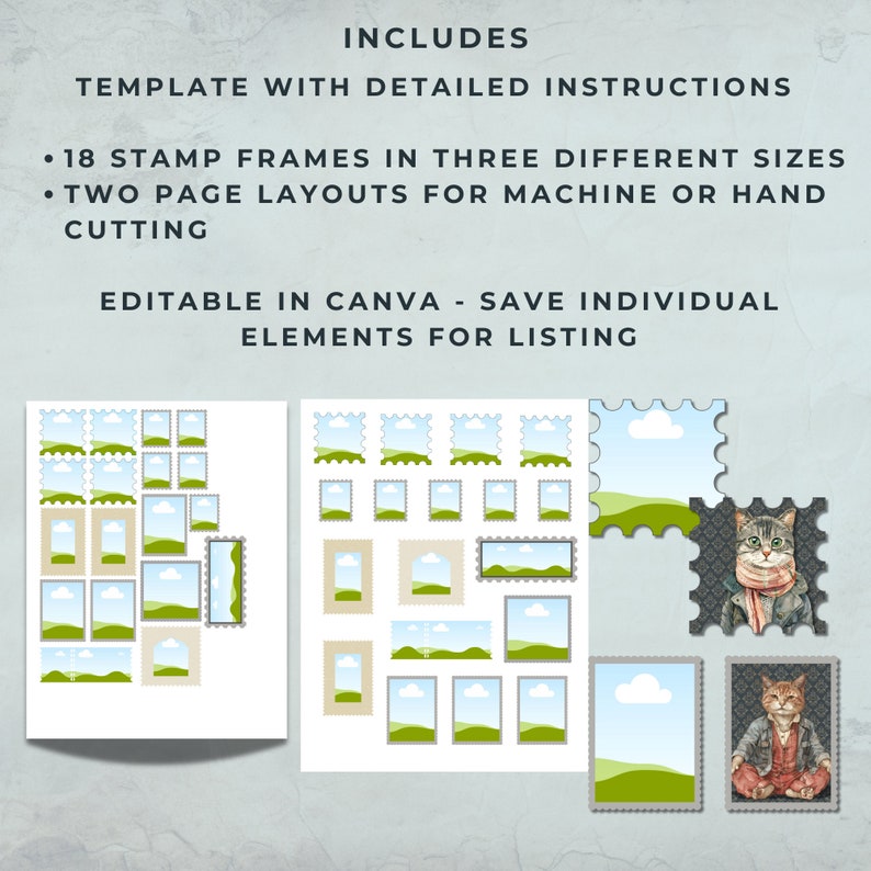 Postage Stamps Junk Journal Kit Creator Template | 3 Sizes | CANVA ...