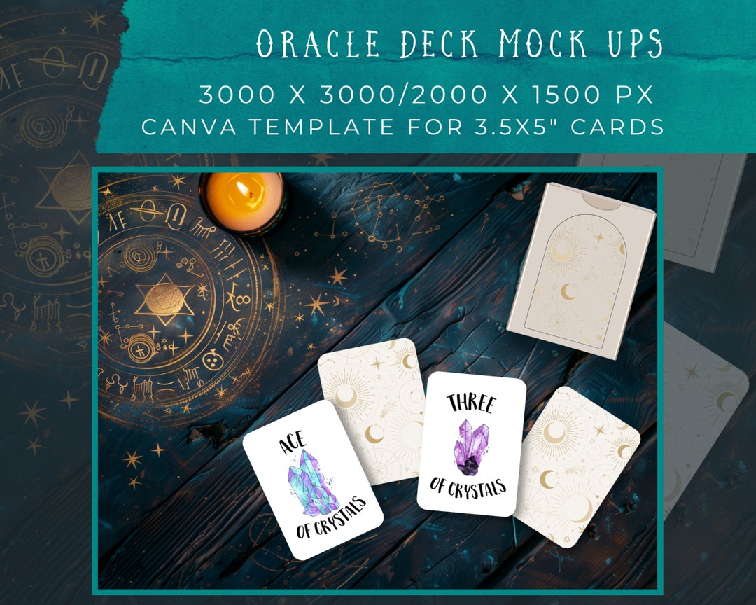 Oracle Card Tarot Card Deck Mock up | Canva Frame | Editable Scene ...