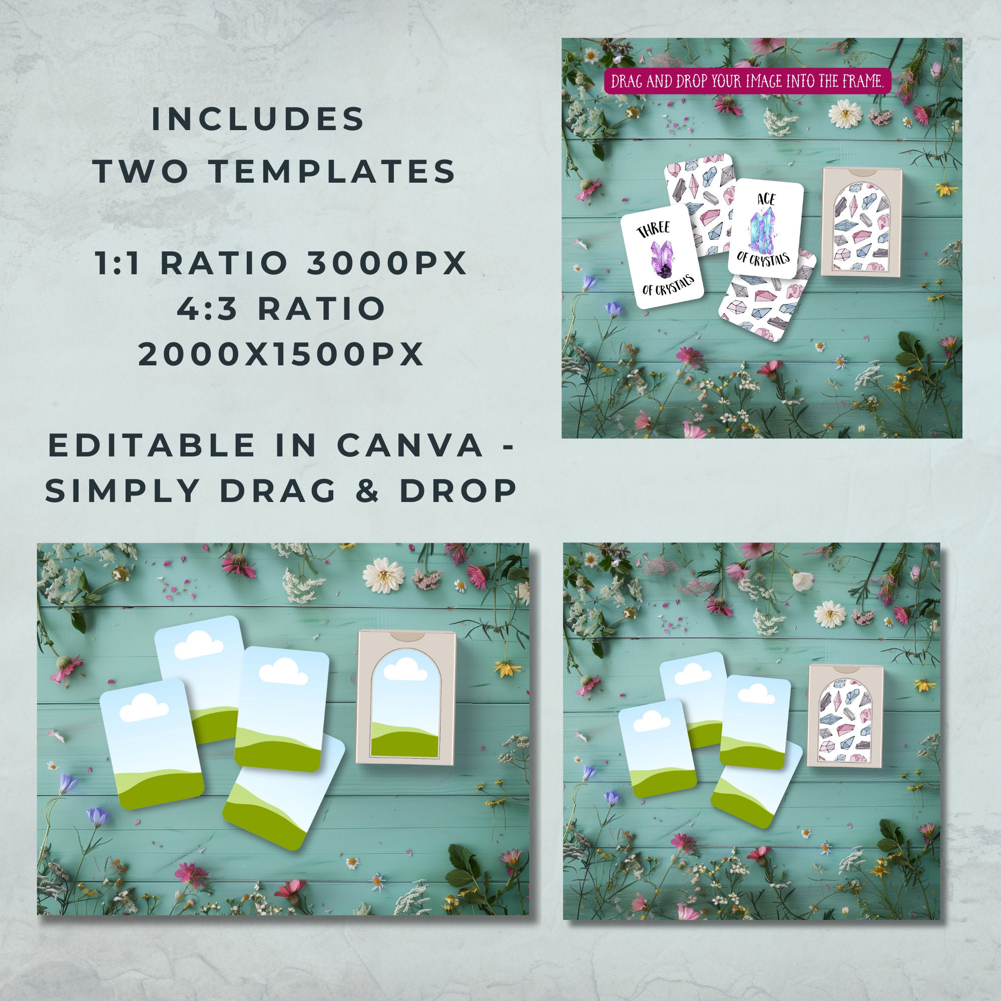 Oracle Card Tarot Card Deck Mock up | Canva Frame | Editable Scene ...