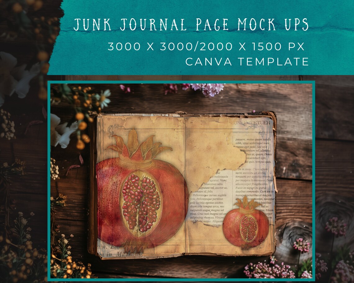 Junk Journal Pages Mock up - Open Tattered & Torn Art Diary. Altered ...