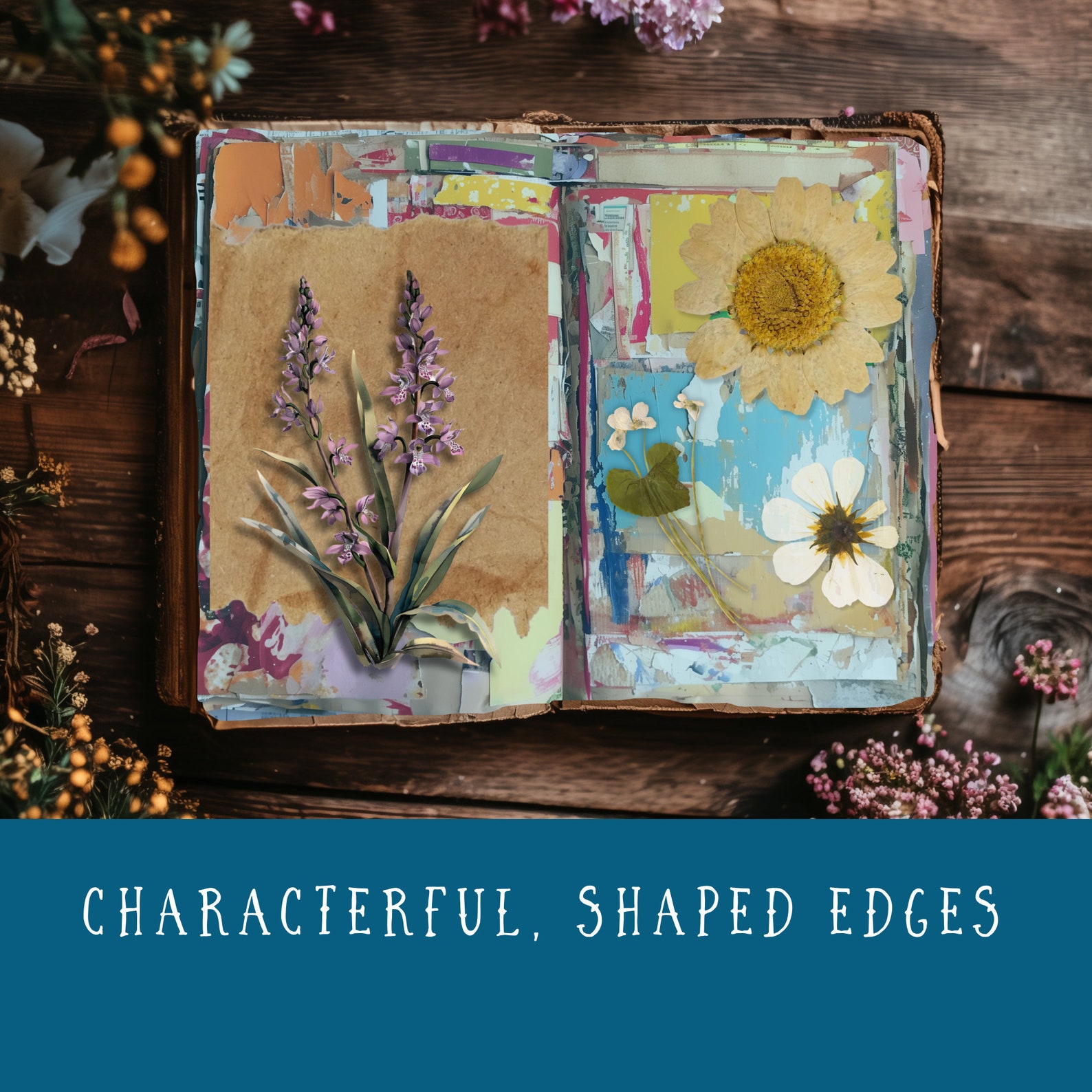 Junk Journal Pages Mock up - Open Tattered & Torn Art Diary. Altered Book, Vintage Ephemera and ...