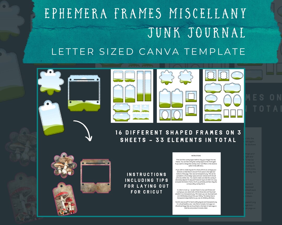 Ephemera Frames Miscellany Junk Journal Kit Creator Template | 33 ...