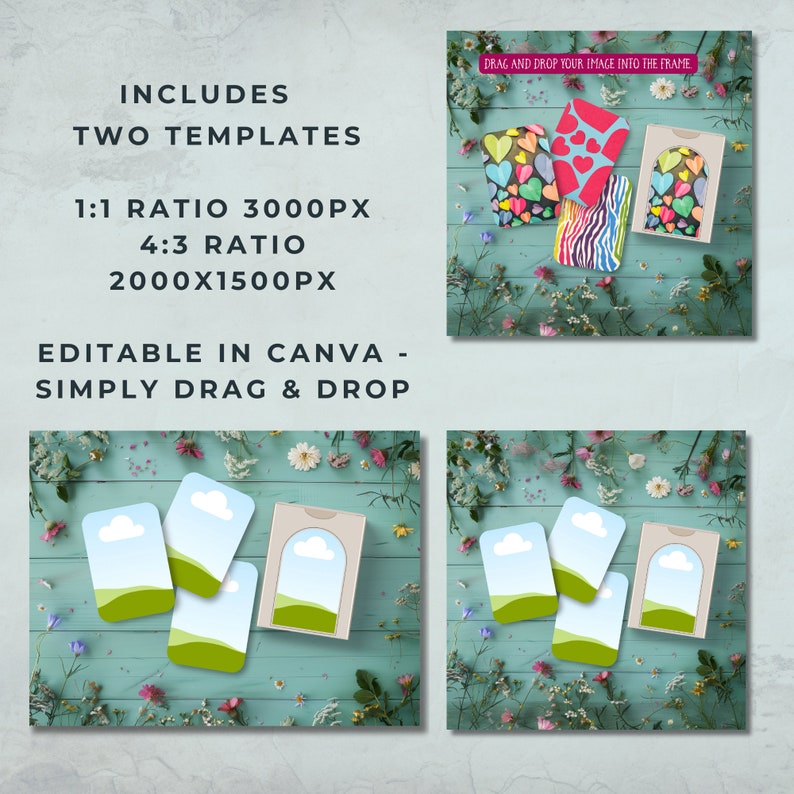 Affirmation Card 5x7 Card Deck Mock up | Canva Frame | Editable Scene ...