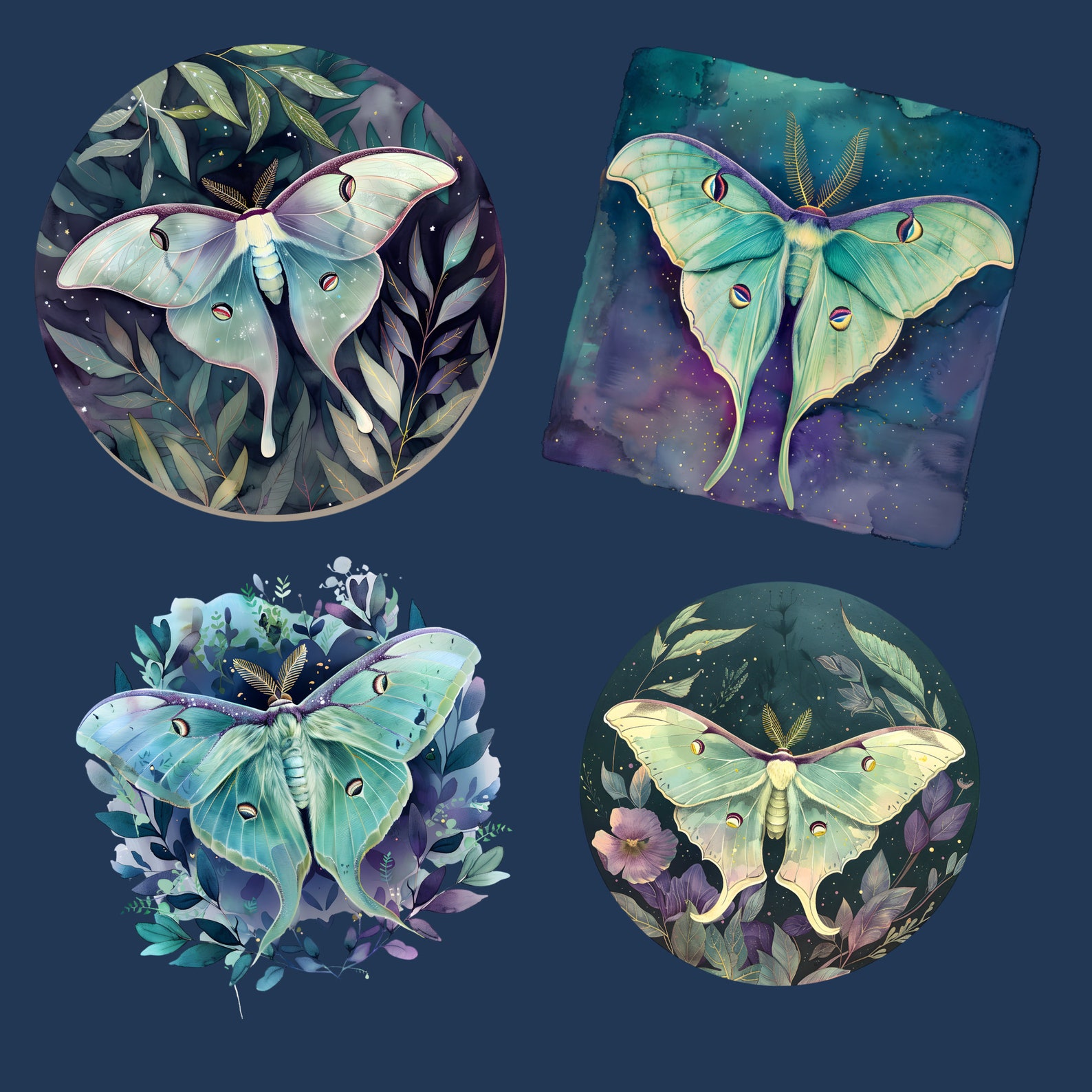 Luna Moth Clipart | Mystical Butterfly PNG | Moth Art | Print on Demand ...