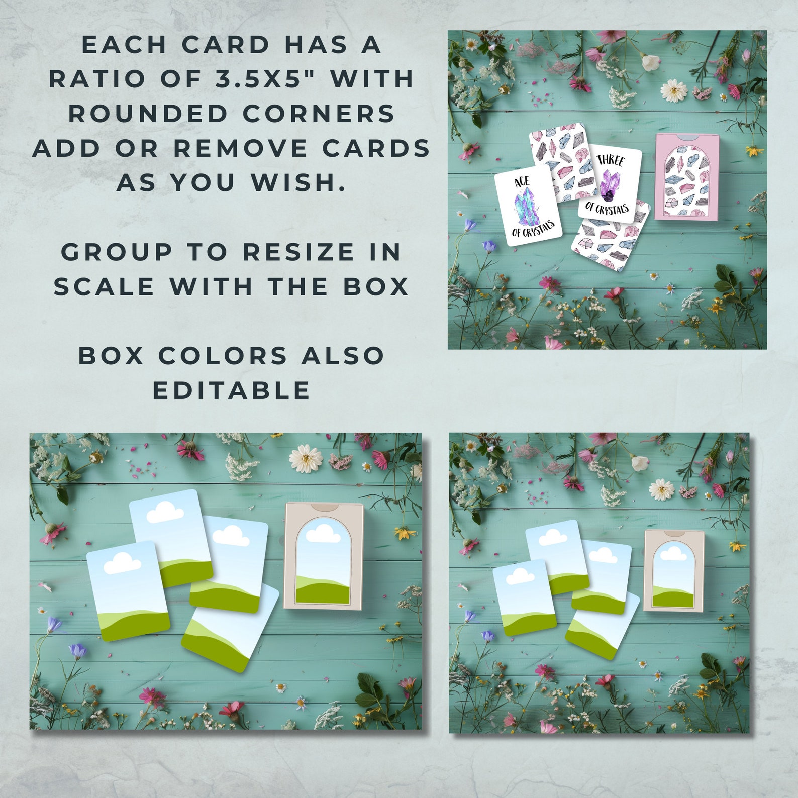 Oracle Card Tarot Card Deck Mock up | Canva Frame | Editable Scene ...