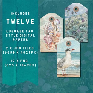 Vintage Seashore Themed Printable Junk Journal 12 Pack Digital Tags ...