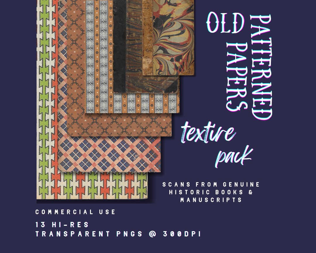 Old Patterned Paper Texture Pack | PNG Clipart | Genuine Historic Book ...
