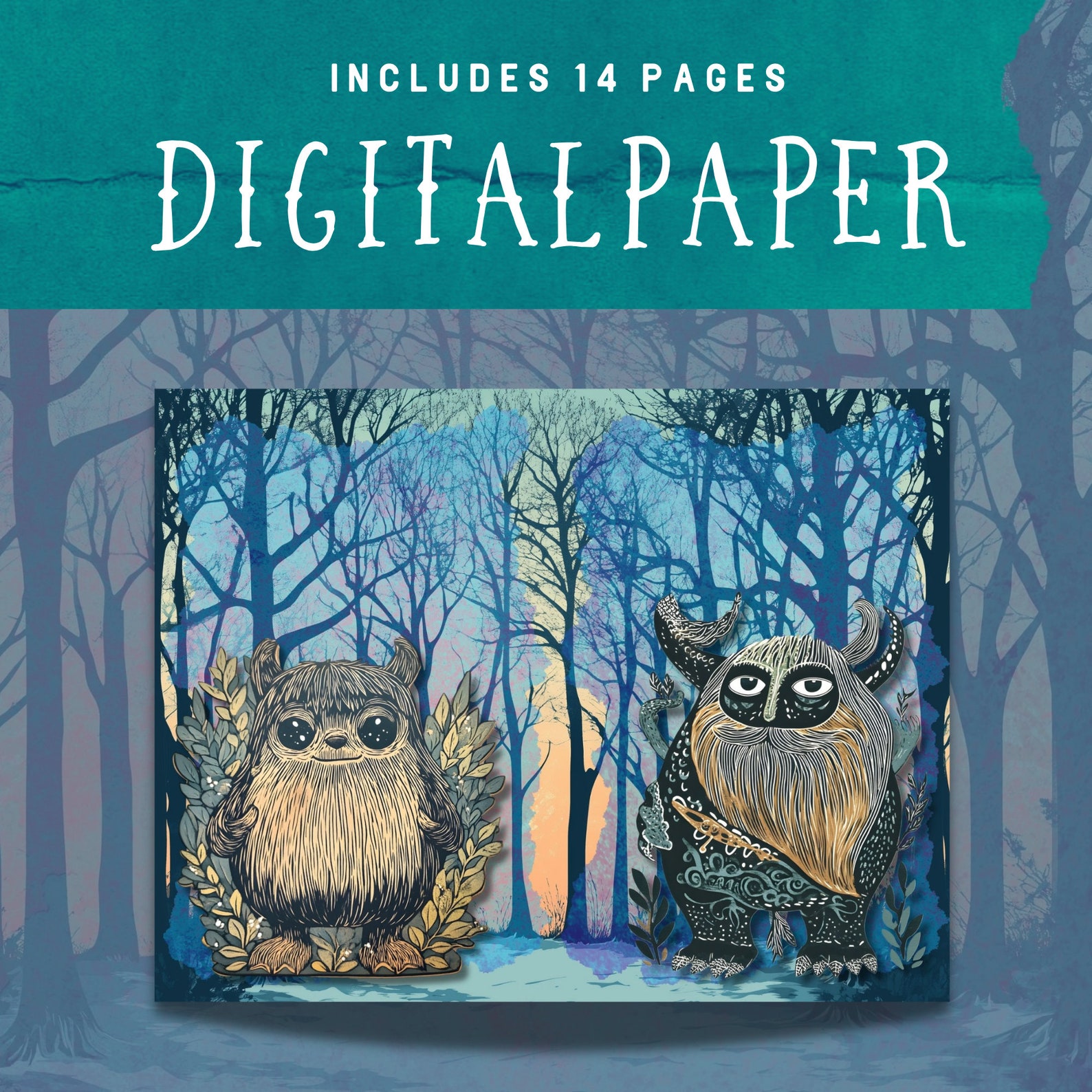 Scandi Gonk Six 8.5x11 Junk Journal Pages Double Sheets Vintage ...