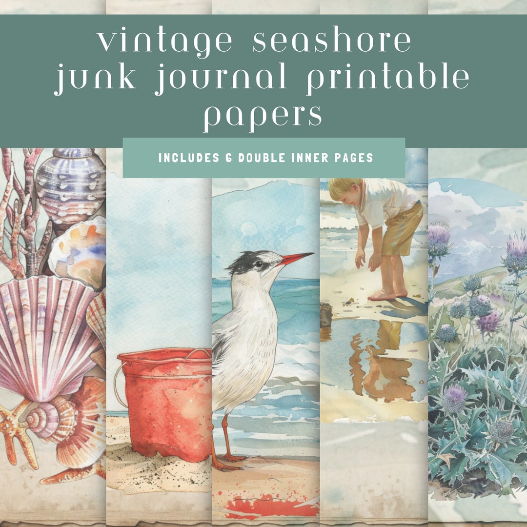 Vintage Seashore Themed Printable PDF Junk Journal 6 Pack Digital ...