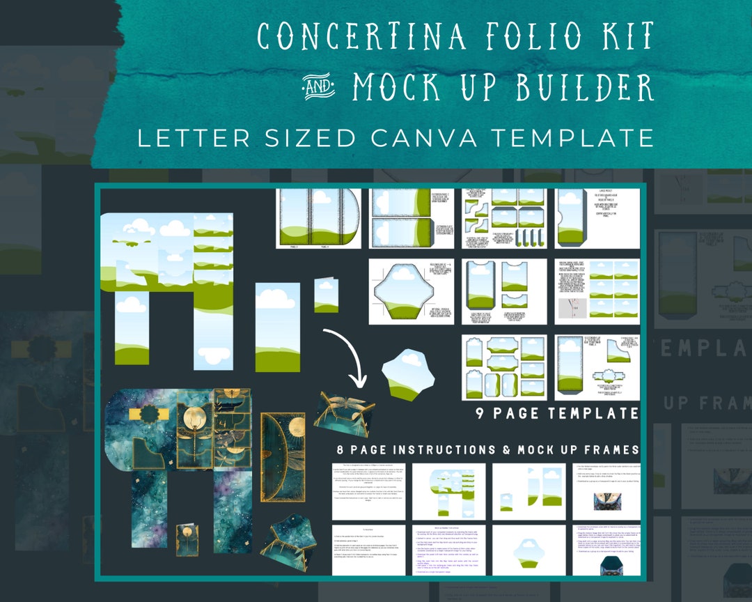 Concertina Junk Journal Folio Folder Kit Creator Template | Mock up ...