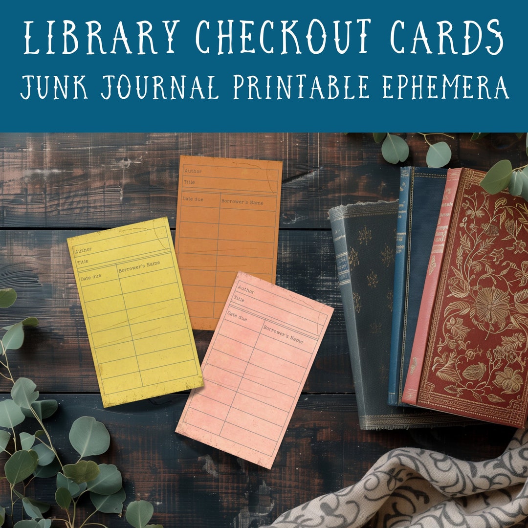 Vintage Paper Aged Printable Library Checkout Cards, 6 Old Shabby Cards ...