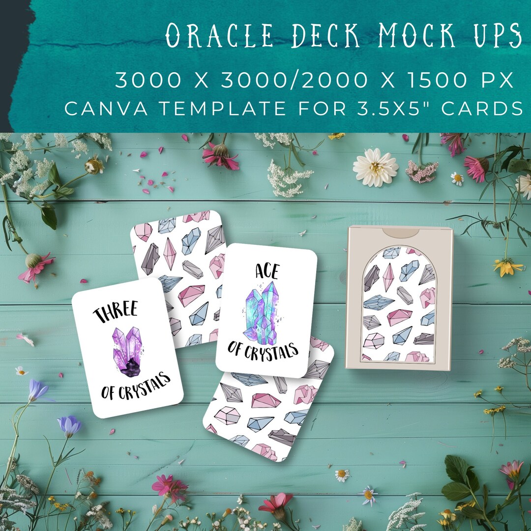 Oracle Card Tarot Card Deck Mock up Canva Frame Editable Scene Creator ...