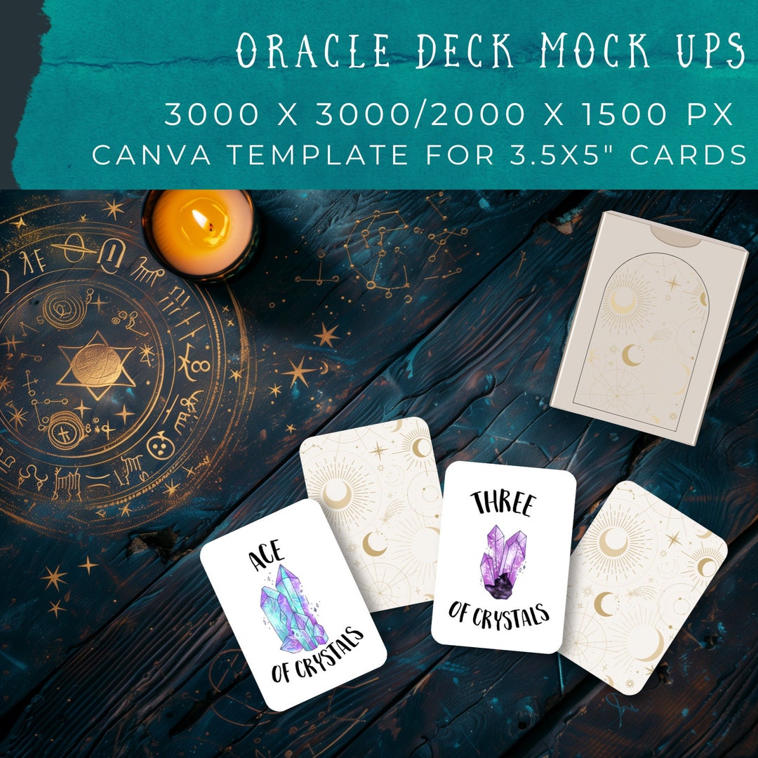 Oracle Card Tarot Card Deck Mock up Canva Frame Editable Scene Creator ...
