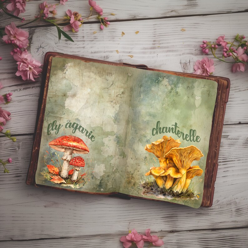 Mushroom Journal Pages, Forest Fungi Junk Journal Paper, Printable Digi ...