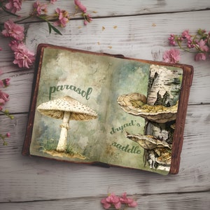 Mushroom Journal Pages, Forest Fungi Junk Journal Paper, Printable Digi ...
