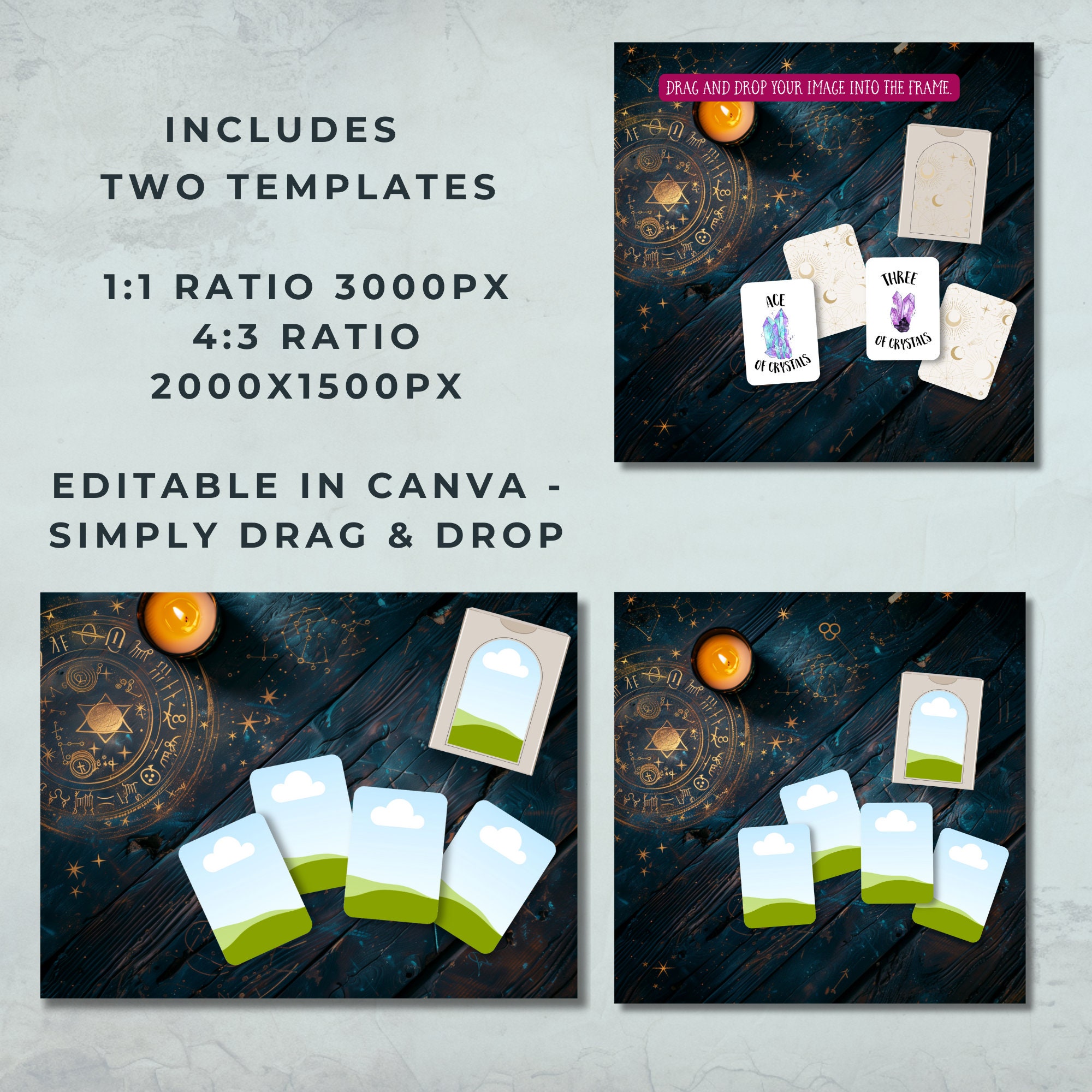 Oracle Card Tarot Card Deck Mock up | Canva Frame | Editable Scene ...