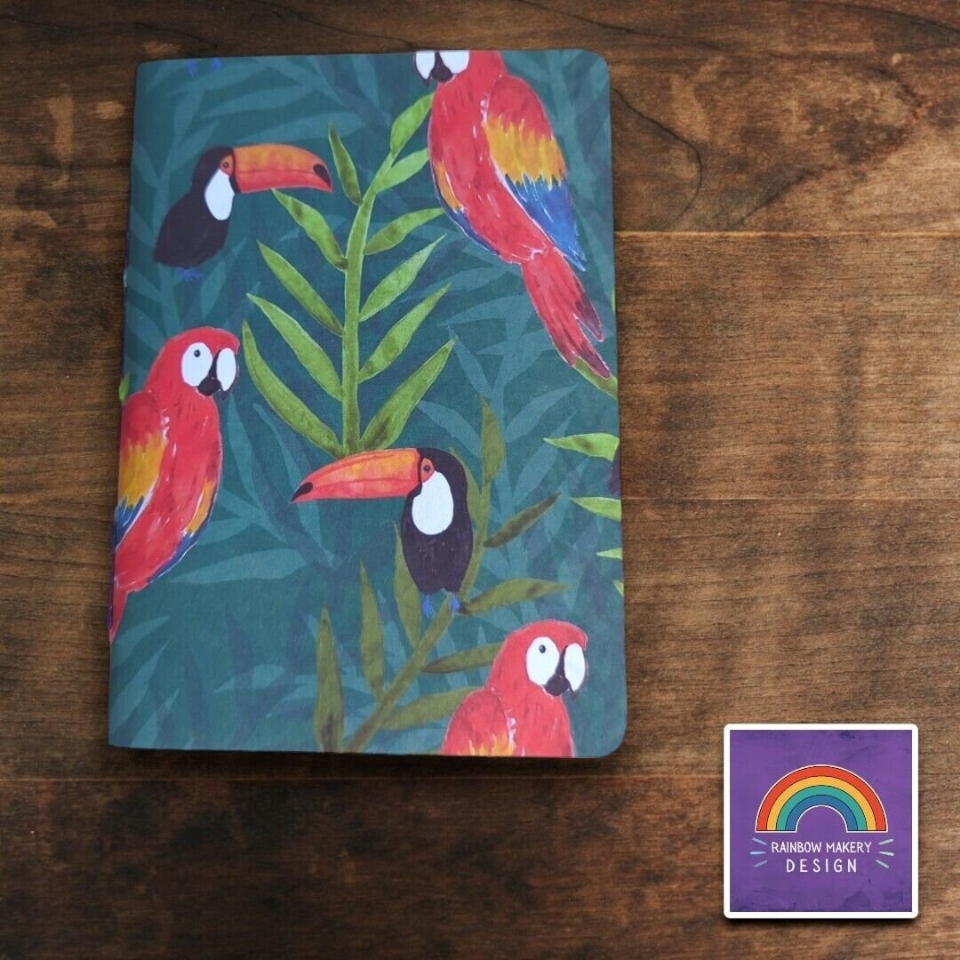 A6 Parrot Handmade Stitched Blank Pamphlet Notebook Sketchbook Journal ...