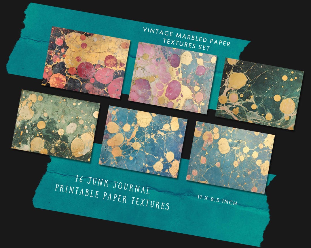 Marbled Paper Texture Pack | Vintage Printable Pages | Craft Clipart ...