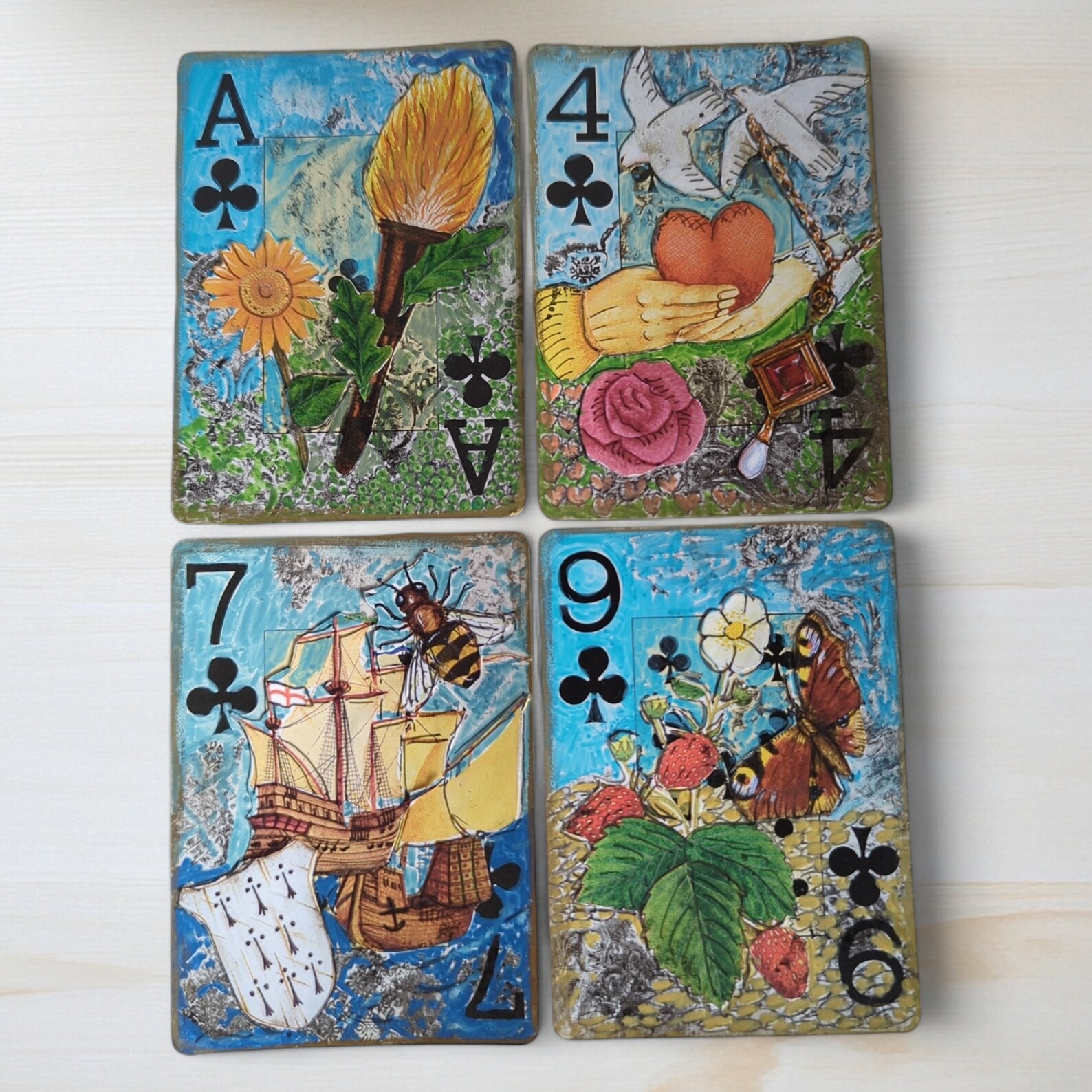 Altered Playing Cards | Sets of 4 | Collaged Artist Trading Card ...