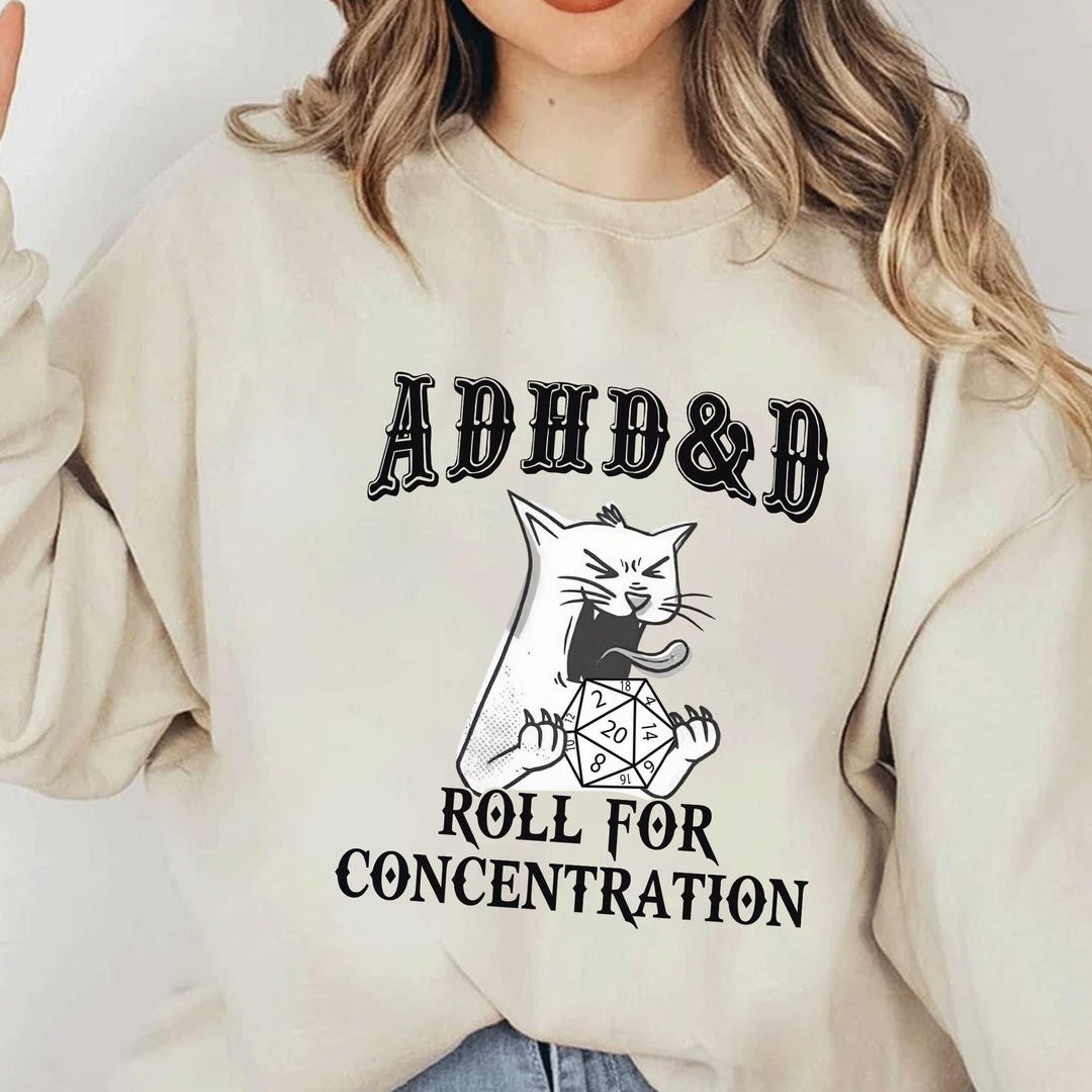 ADHD Dnd Cat Shirt,cat Dnd Shirt, Mental Health DM Gift,ttrpg Hoodie ...
