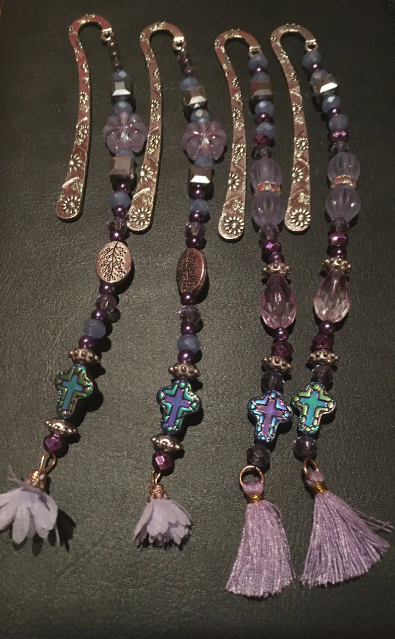 Handmade Bookmarks - Set of (4) - Purple - Bible Bookmarks - Cross ...