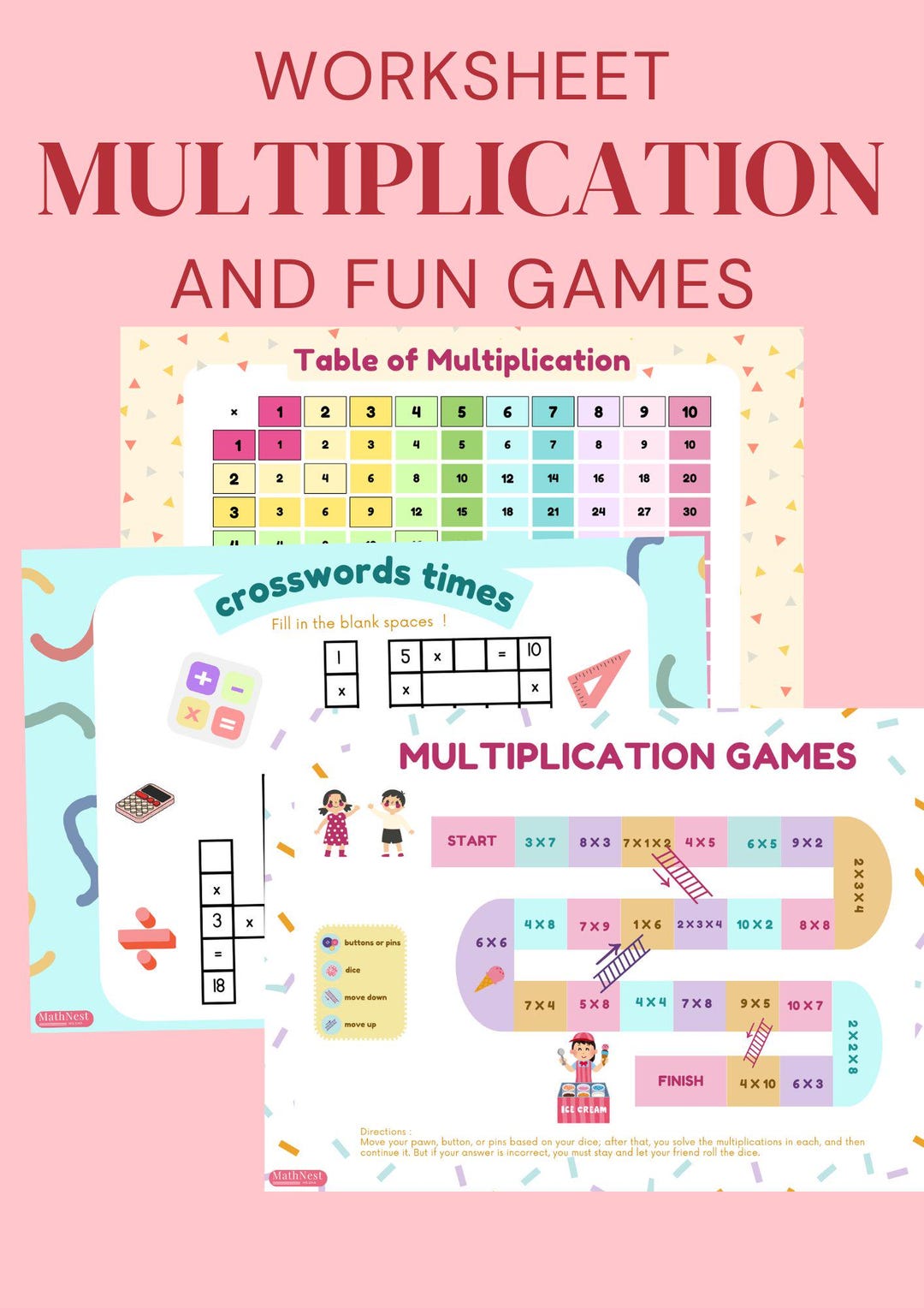 10 Maths Printables Worksheets,multiplication Fungames, Multiplication ...