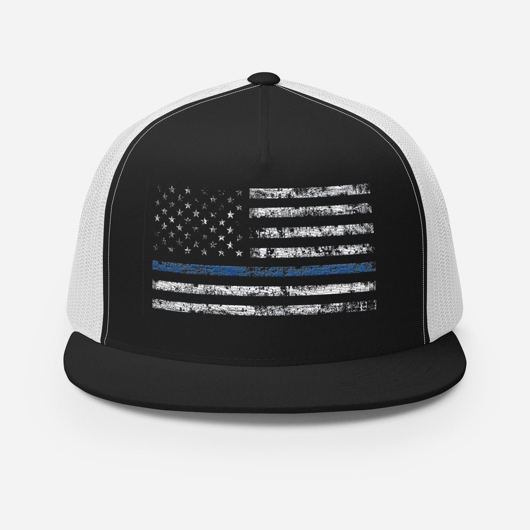 Thin Blue Line Trucker Hat Police Support Apparel Law Enforcement Gift ...