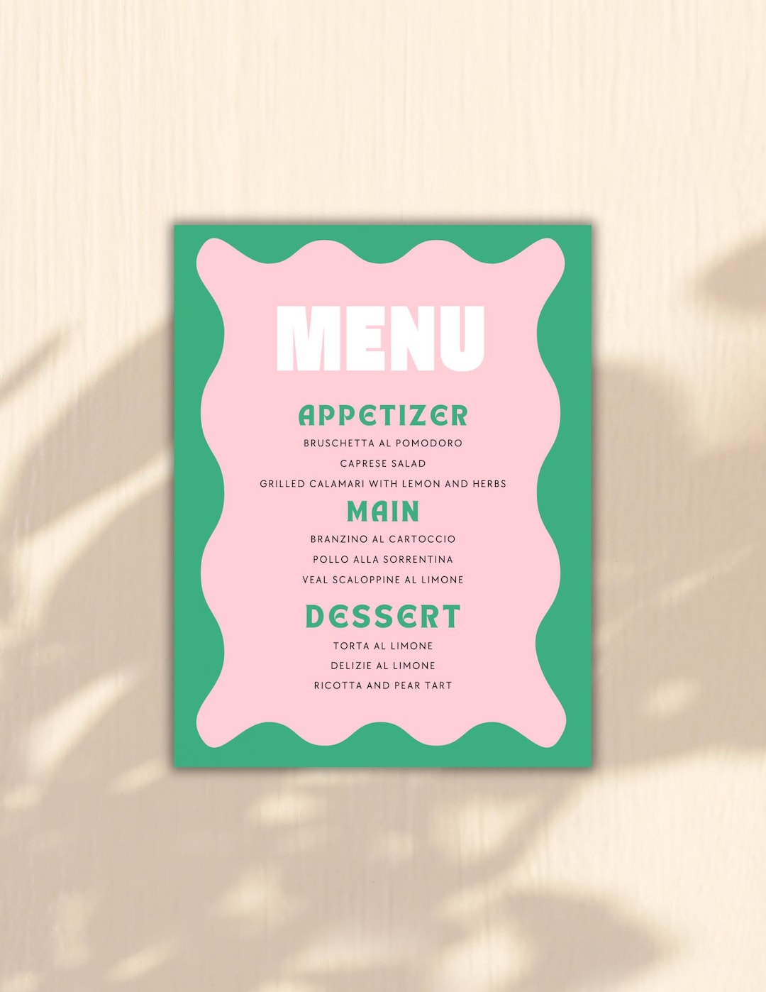 Bold Wavy Dinner Menu Template, Modern & Editable Event Menu, Vibrant ...
